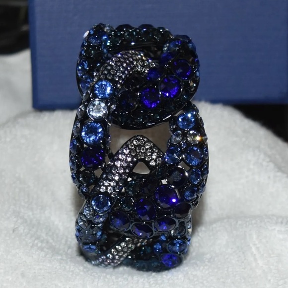 Swarovski | Jewelry | Swarovski Tabloid Blue Crystal Cuff Bracelet | Poshmark